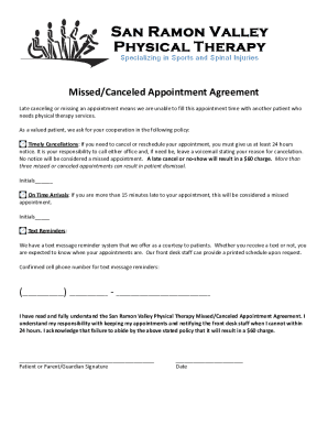 Fillable Online MISSED OR CANCELLED APPOINTMENTS Sample ClausesLaw ...
