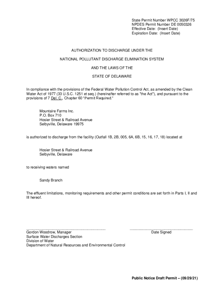 Fillable Online NPDES CAFO General Permit Issuance & Renewal Docket ...