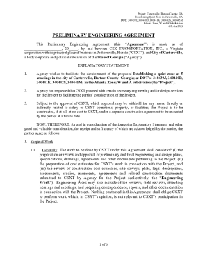 Fillable Online Preliminary Engineering Agreement (03.21.06) Fax Email ...