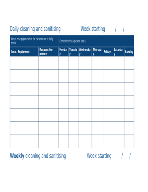Daily cleaning and sanitising. Template for Food Safety - cleaning ...