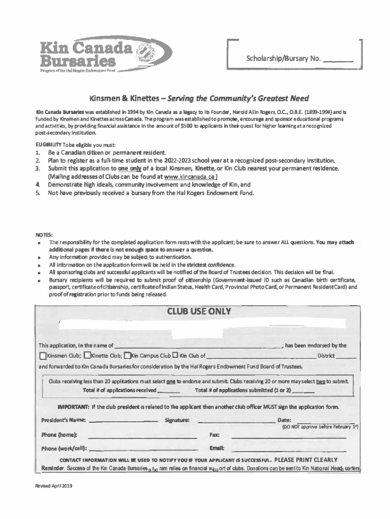 Fillable Online css sd79 bc Kinsmen, Kinettes, Kin Clubs - Community ...