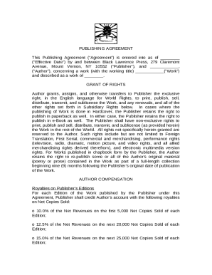 Publishing Agreement Sample ClausesLaw Insider Doc Template | pdfFiller