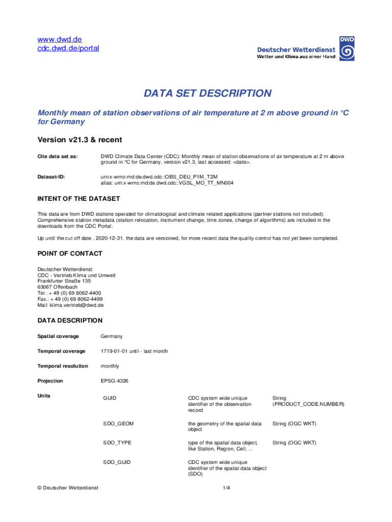Fillable Online Open Data area of the Climate Data Center - Wetter und ...