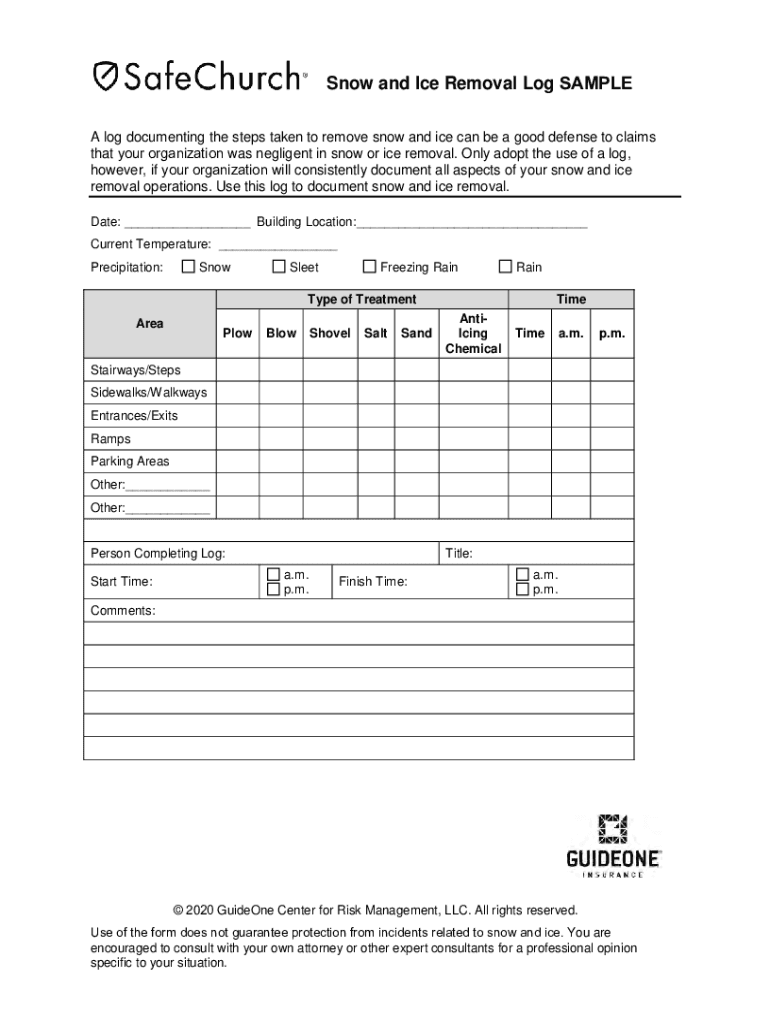 Fillable Online Sample Snow and Ice Removal Log - Scott Insurance Fax ...