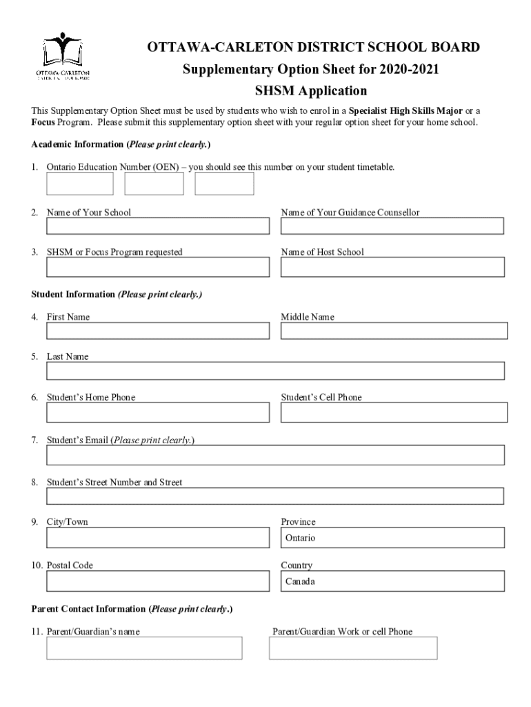 Fillable Online OTTAWA-CARLETON DISTRICT SCHOOL BOARD Supplementary ...