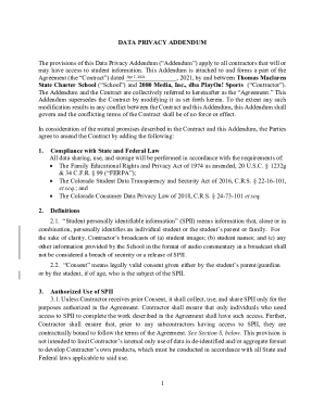 Fillable Online Data Privacy and Data Protection Addendum Sample Clauses Fax Email Print - pdfFiller