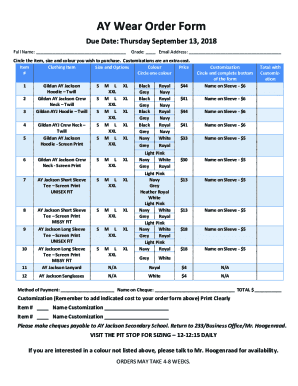 Fillable Online AY Wear and Grad Order Form - AY Wear - sites.google ...