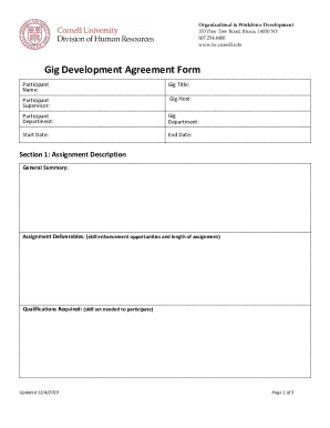 Fillable Online Gig Agreement Form Fax Email Print - pdfFiller