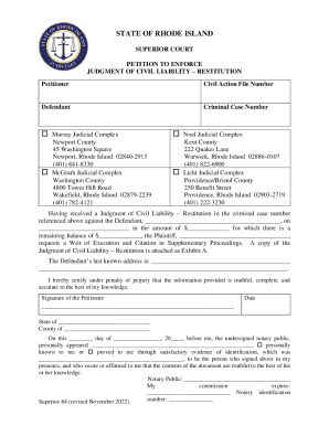 Fillable Online JUDGMENT OF CIVIL LIABILITY RESTITUTION Fax Email Print ...