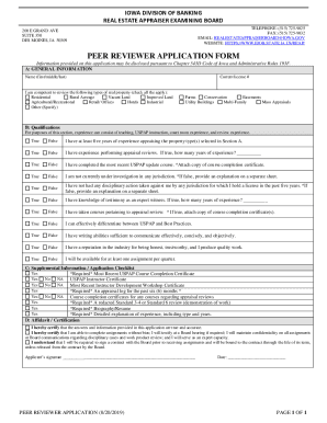 Fillable Online PEER REVIEWER APPLICATION FORM Fax Email Print - pdfFiller