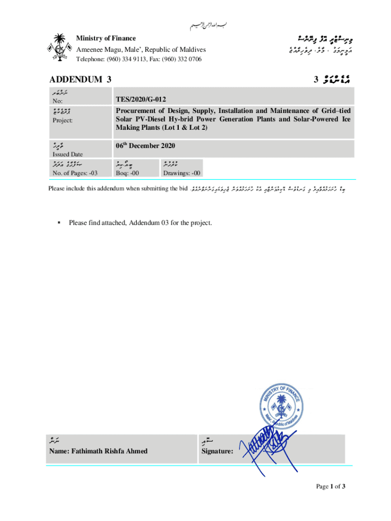 Fillable Online Ameenee Magu, Male, Republic of Maldives Fax Email ...