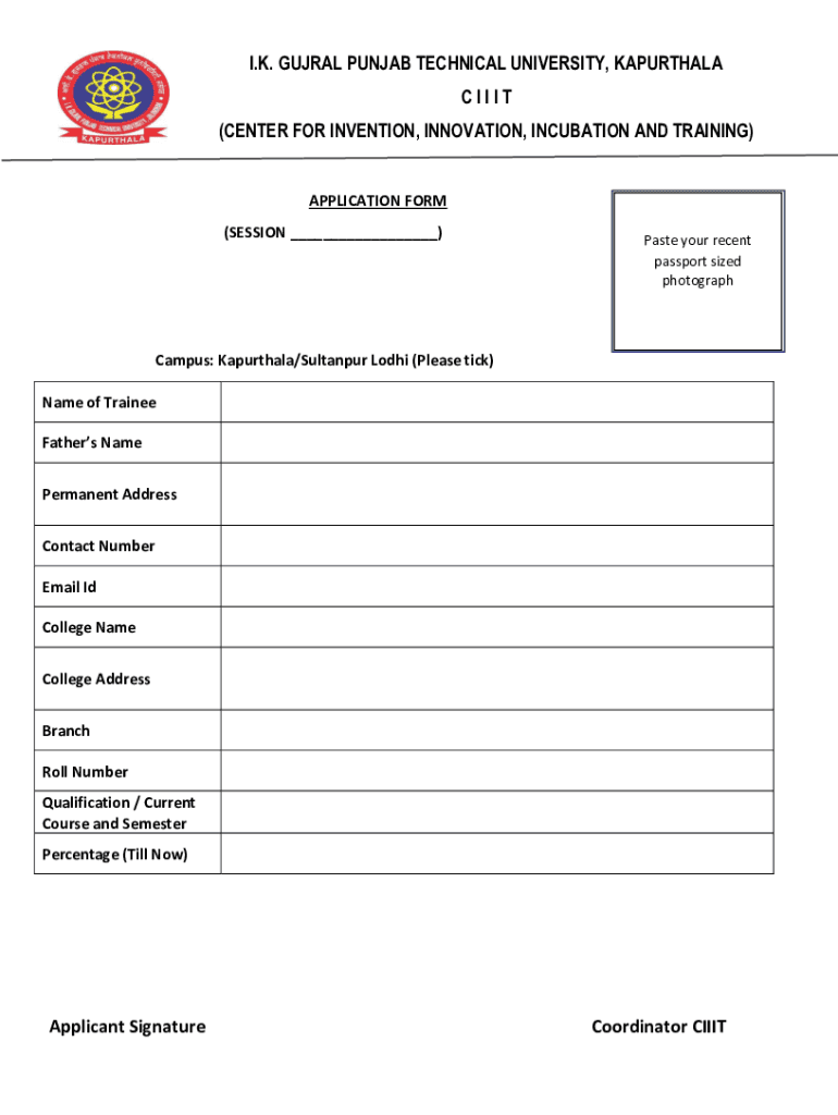 Fillable Online ptu ac Application-Form-CIIIT-Sultanpur-Lodhi-Main ...