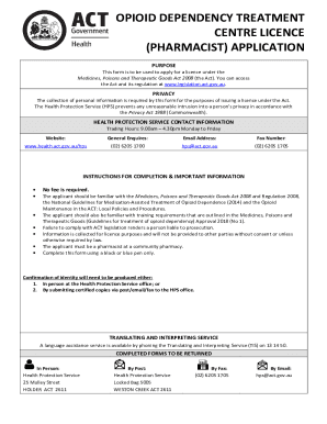 Fillable Online Medicines and Poisons - Opioid Dependency Treatment ...