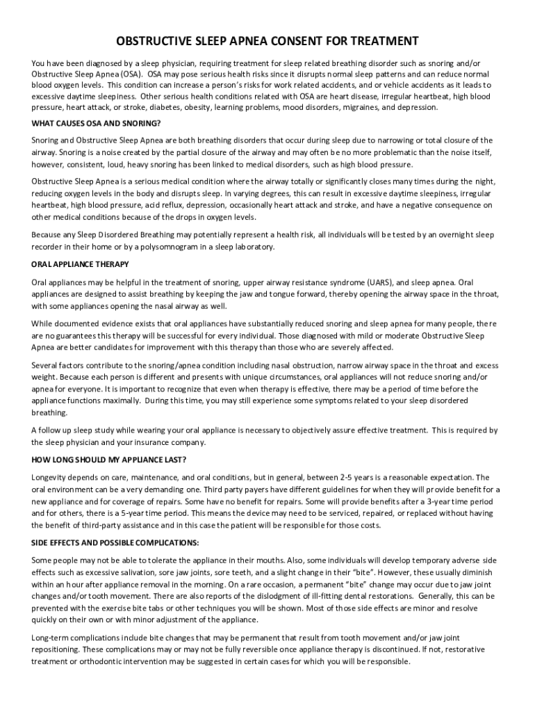 Fillable Online Obstructive sleep apnea - Diagnosis and treatment ...