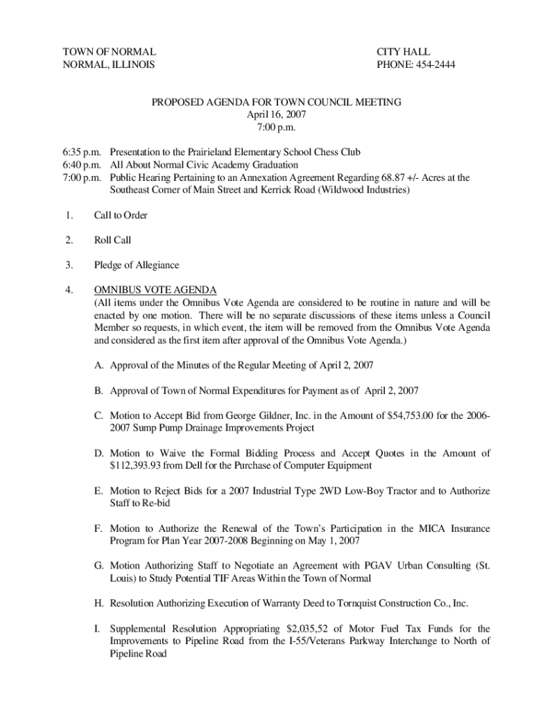 Fillable Online docslib.orgdoc2417940Town of Normal City Hall Normal ...