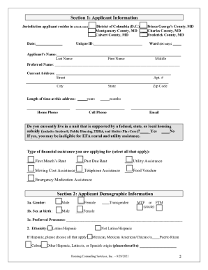 Fillable Online HOUSING COUNSELING SERVICES EMERGENCY FINANCIAL ...