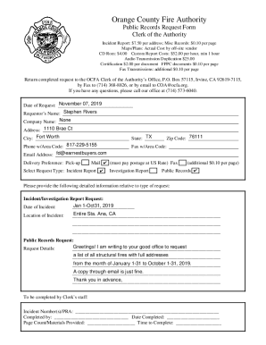 Fillable Online General Public Request Form - Orange County Fire ...
