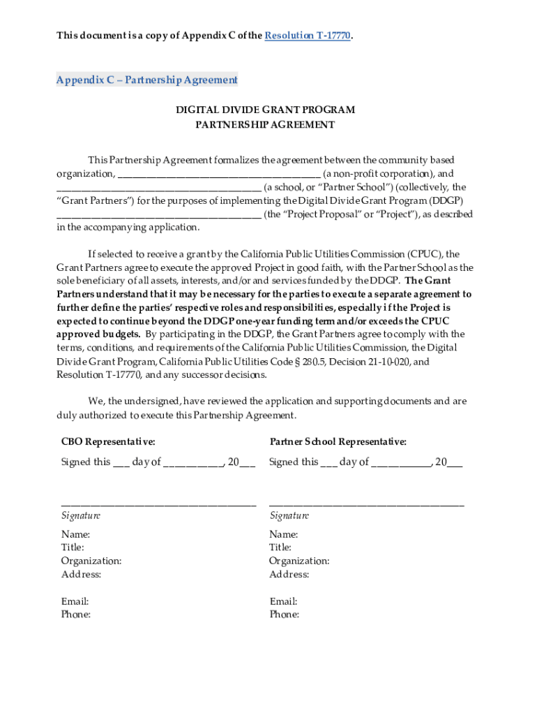 Fillable Online Appendix C Partnership Agreement Signed this day of ... Fax Email Print - pdfFiller