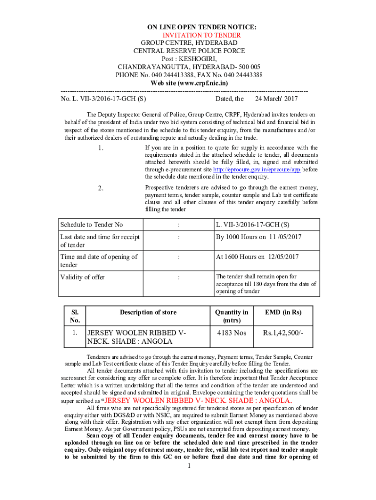 Fillable Online crpf gov 4.imimg.comdata4IAON LINE OPEN TENDER NOTICE ...