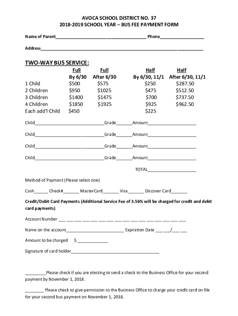 Fillable Online TWO-WAY BUS SERVICE: - SharpSchool Fax Email Print ...
