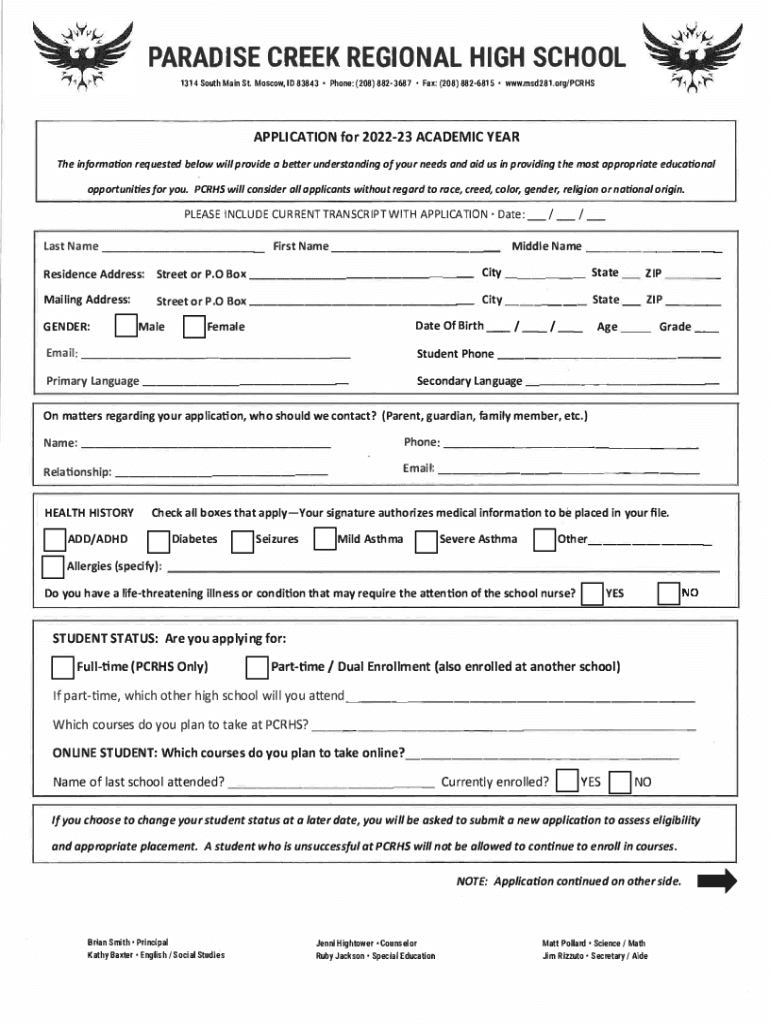 Fillable Online pcrhs.msd281.orgPCRHS Home - Paradise Creek Regional ...
