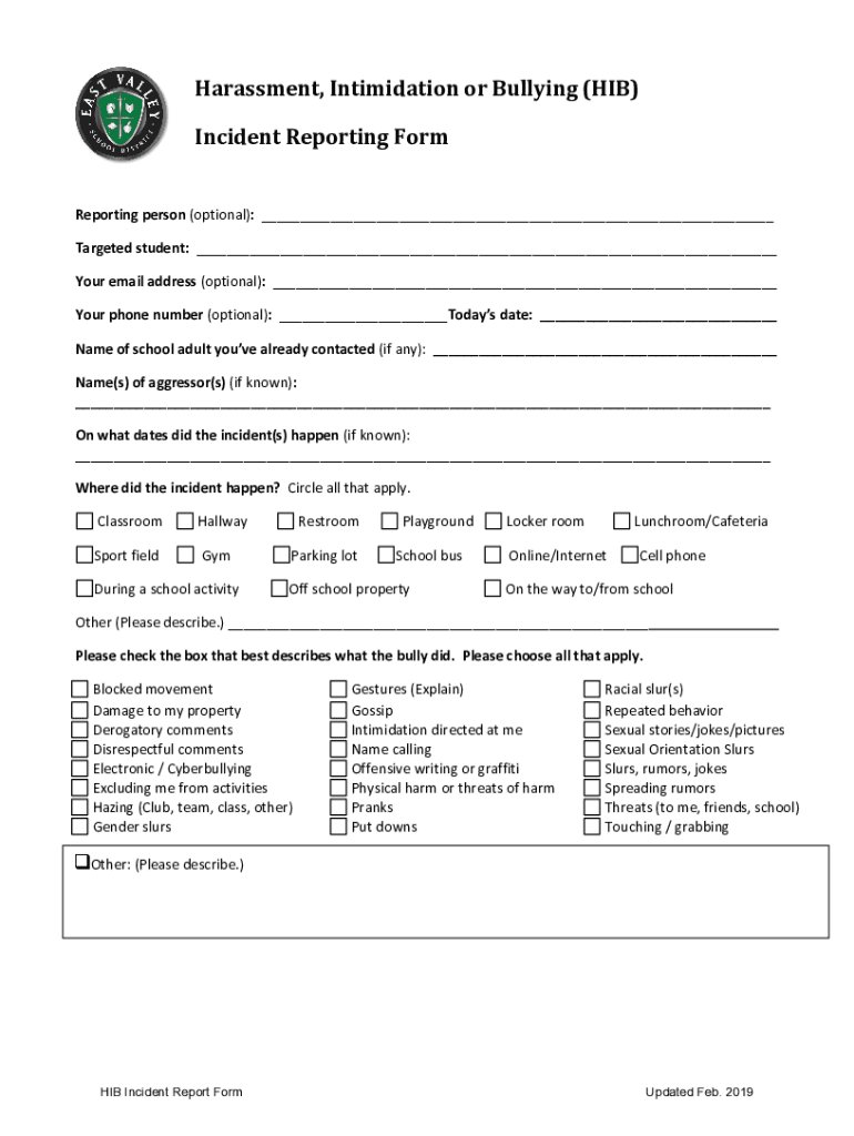 Fillable Online docslib.orgharassment-intimidation-or-bullyingHarassment, Intimidation Or ...