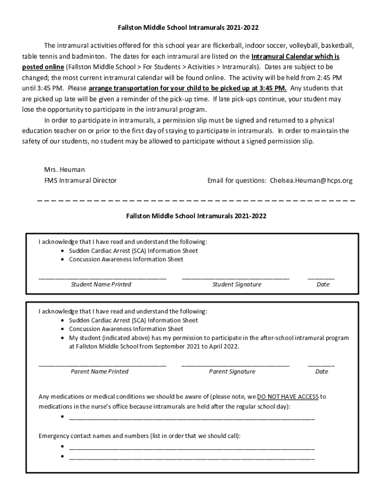 Fillable Online worcesterschools.orgactivitiesathleticsMiddle School ...
