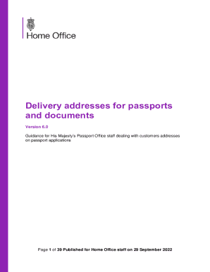 Fillable Online Delivery addresses for passports and documents Fax ...