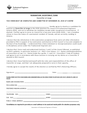 Fillable Online 2020 Election - Nomination Accept Form - CAL Fax Email ...