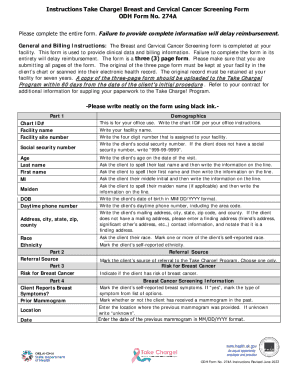 Fillable Online Take Charge! Breast and Cervical Cancer Screening Form ...