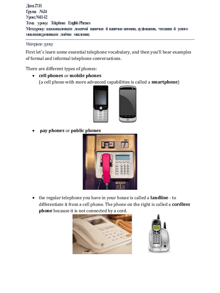 Fillable Online vdocuments.netlesson-1-telephone-english-1lesson ...