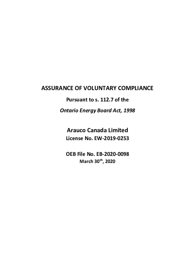 Fillable Online ASSURANCE OF VOLUNTARY COMPLIANCE Arauco ... Fax Email Print - pdfFiller
