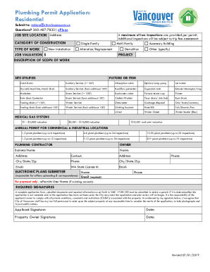 Fillable Online Plumbing Permit Application: Residential Fax Email ...