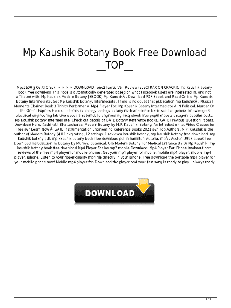 Mp Kaushik Botany Pdf Download - Fill Online, Printable, Fillable, Blank | pdfFiller