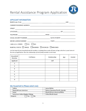 Fillable Online Rental Assistance Program Application - Revize Fax ...