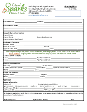 Fillable Online Building Permit Application Grading/Site General - Revize Fax Email Print ...