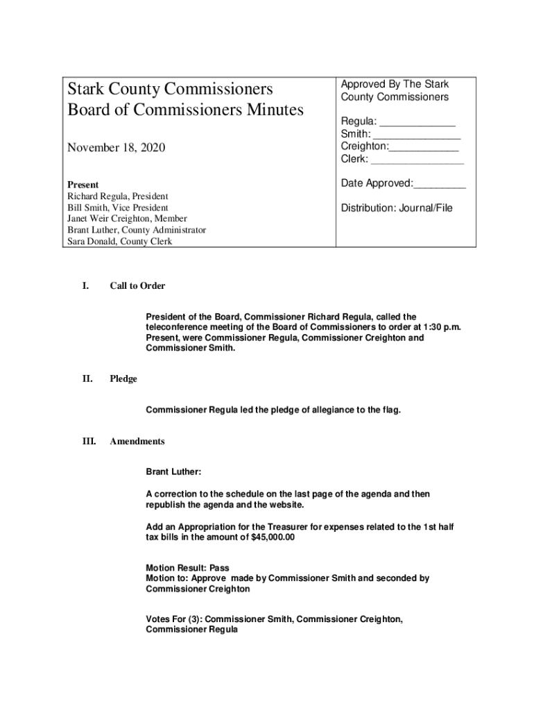 Fillable Online cms7files1.revize.com starkcountyoh DocumentStark County Commissioners Approved ...