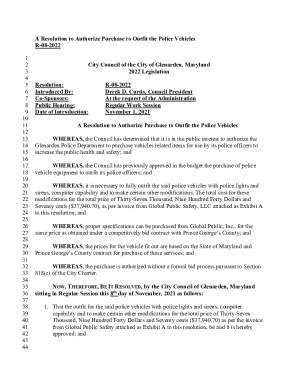 Fillable Online A Resolution to Authorize Purchase to Outfit the Police ...