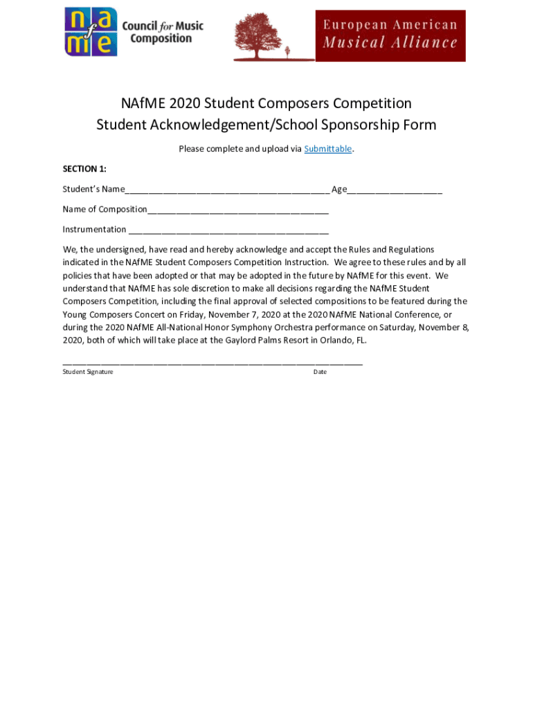 Fillable Online 2020-Student-Acknowledgement-School-Sponsorship-Form-1 ...