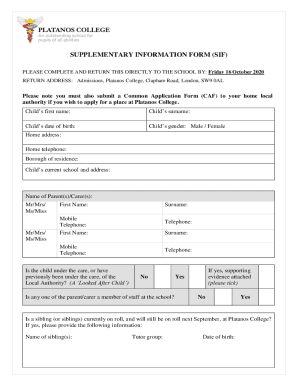 Fillable Online Supplementary information forms (SIF)The London ...