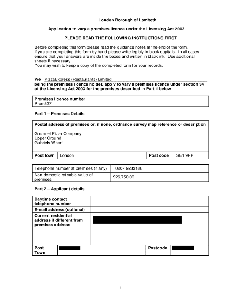 Fillable Online beta.lambeth.gov.ukApply-for-premises-licenceApply for a premises licenceLambeth ...