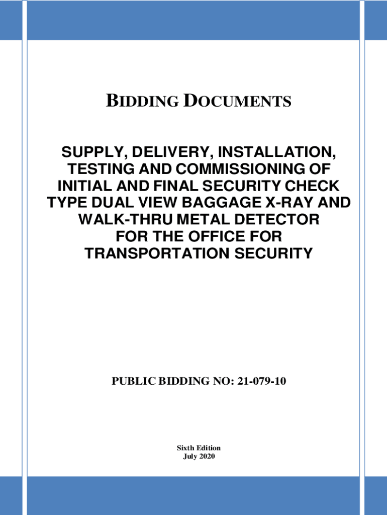 Fillable Online BIDDING DOCUMENTS FOR THE SUPPLY, DELIVERY ...
