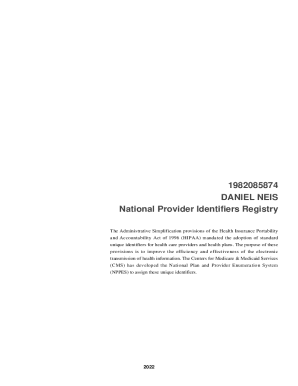 Fillable Online National Provider Identifier Standard (NPI)CMSNational ...