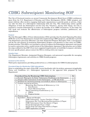 Fillable Online CDBG Subrecipient Monitoring SOP - City of Cincinnati ...