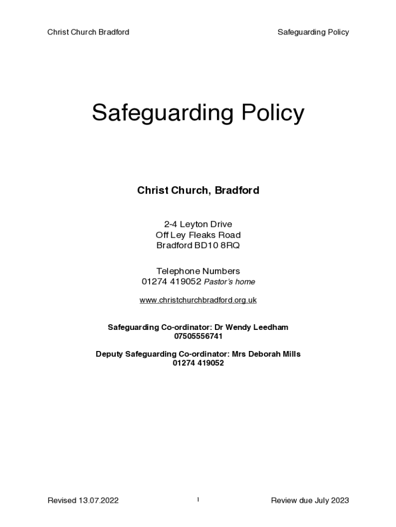 Fillable Online Safeguarding Policy 13.07.22 editable Fax Email Print ...