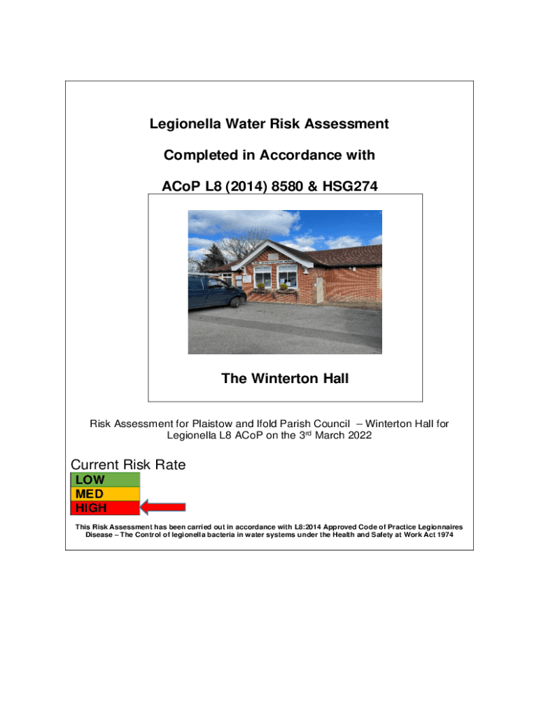 Fillable Online ACOP L8 legionella risk assessment and BS8580 ...