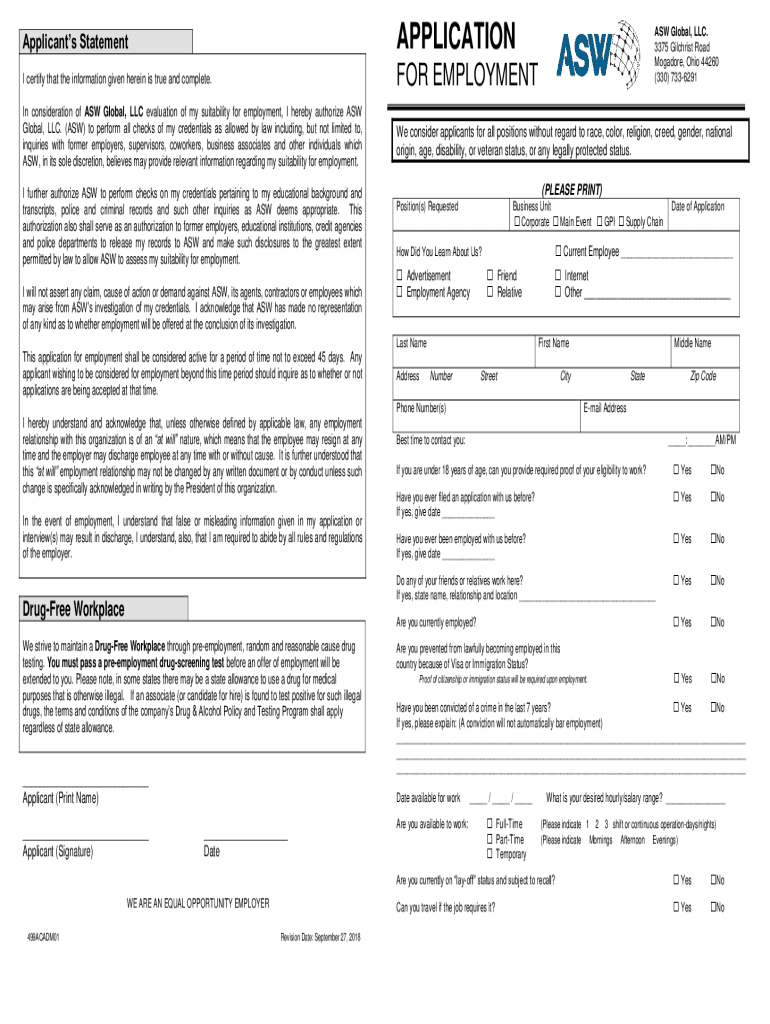 Fillable Online ASW Solutions for a Global EconomyASW Solutions for a ...