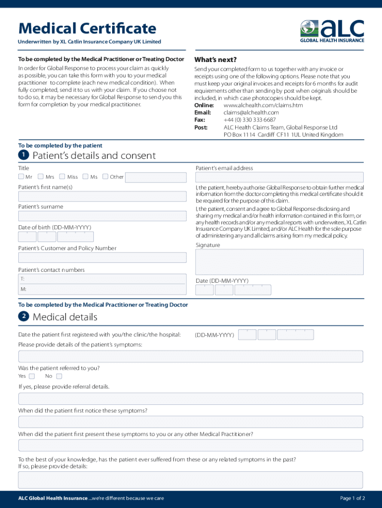 Fillable Online Xl Catlin Insurance Company Uk Limited - London EC3V ...
