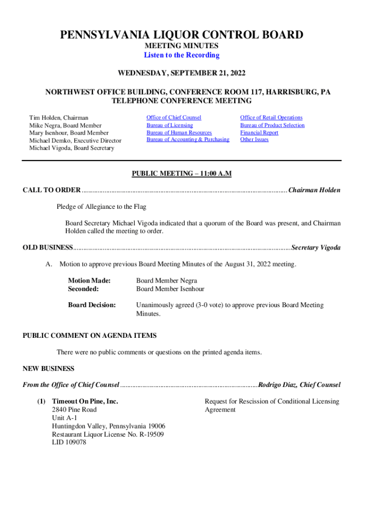 Fillable Online PLCB Public MeetingsPLCB Public MeetingsPLCB Public ...