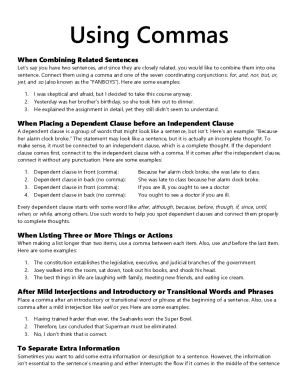 Fillable Online Connecting Sentences with Commas and SemicolonsUsing ...